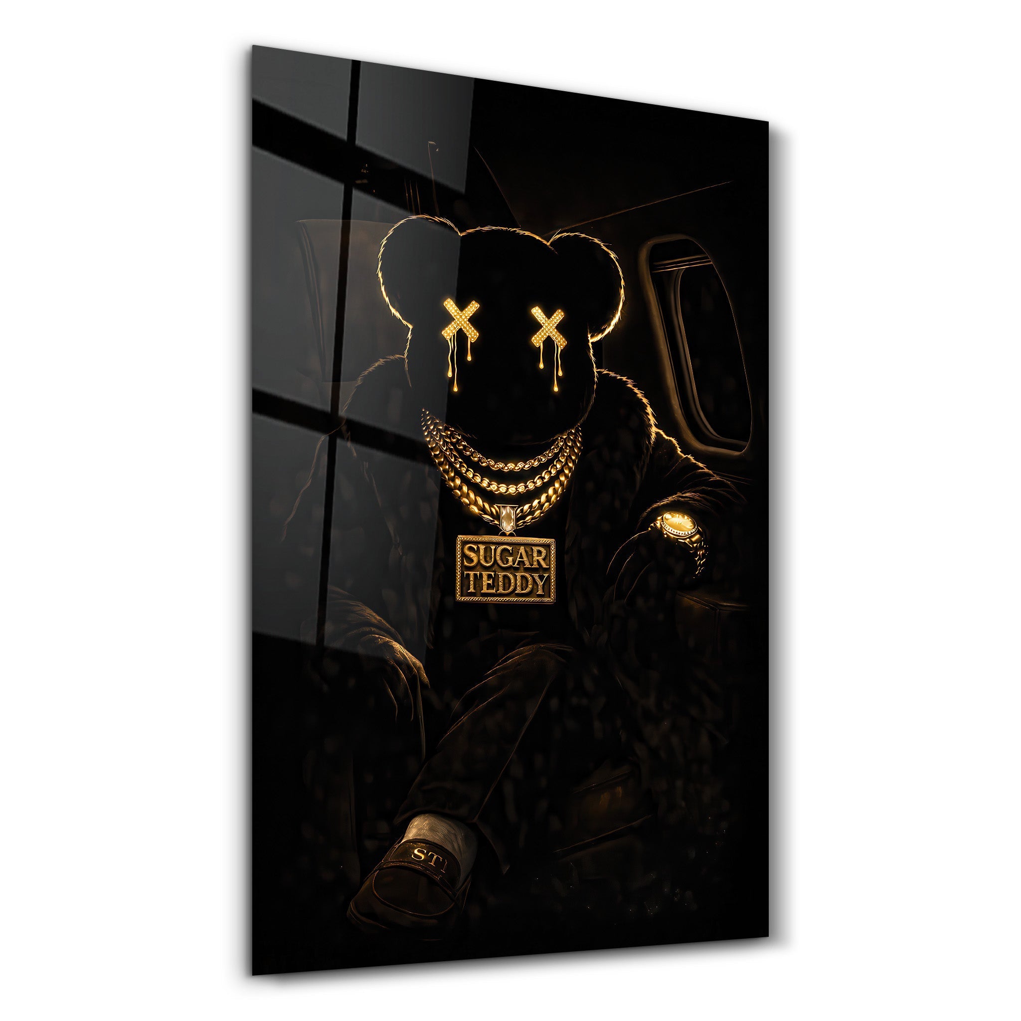 Drip x Sugar Teddy | Glass Wall Art – Artdesigna Cam Tablo